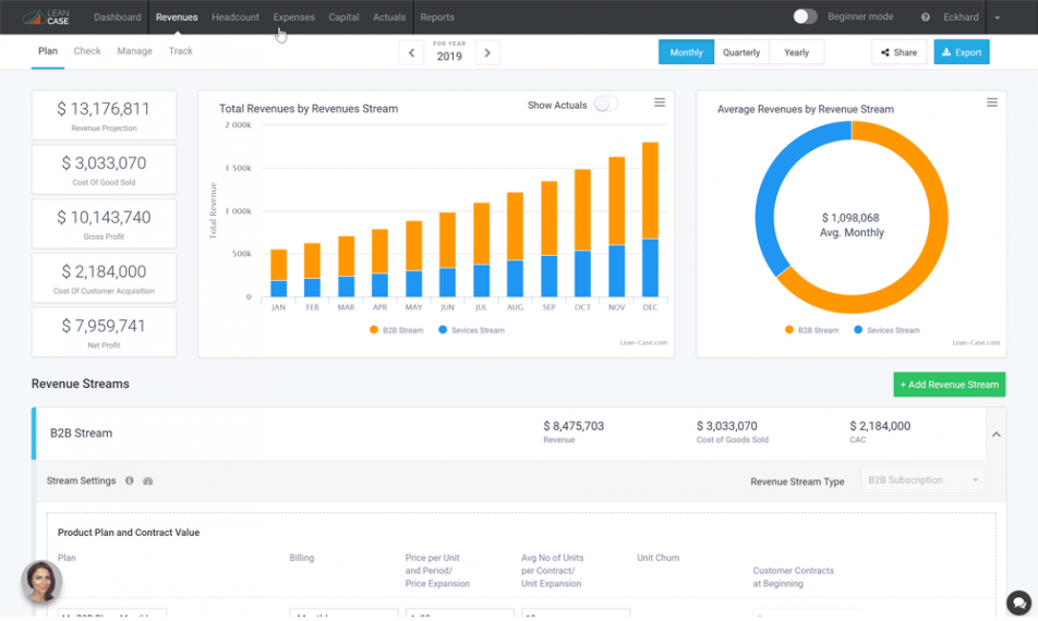 Lean-Case · Business Plan Tool - all Planning and Tracking without Excel