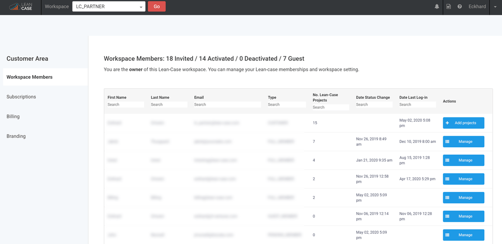 Customer Area · Lean-Case Tutorial