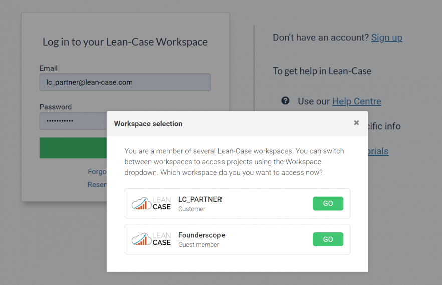 Customer Area · Lean-Case Tutorial