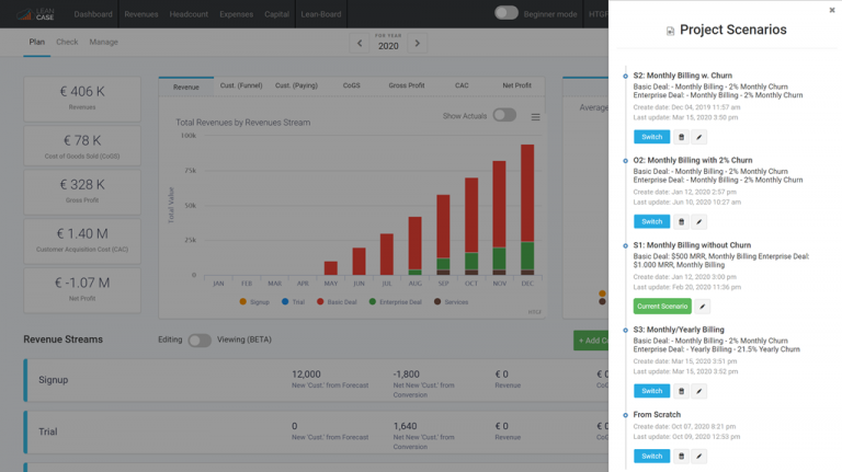Lean-Case · Business Plan Tool - all Planning and Tracking without Excel